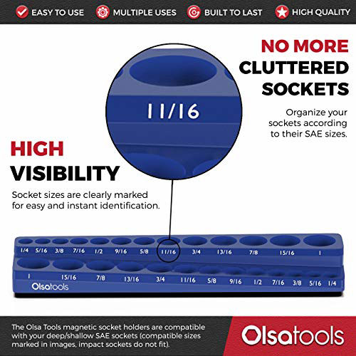 GetUSCart- Olsa Tools Magnetic Socket Organizer | 3/8-inch Drive | SAE ...
