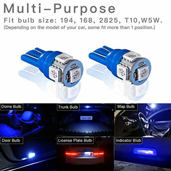 GetUSCart- Marsauto 194 LED Bulb Blue 168 T10 2825 5SMD No Polarity ...