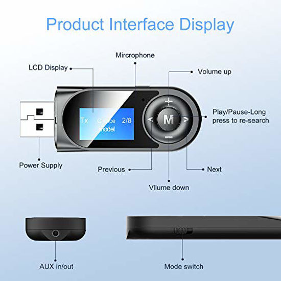 GetUSCart- Bluetooth 5.0 Transmitter Receiver 2 in 1 Portable Visual ...