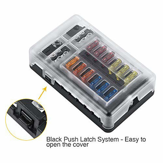 GetUSCart- Kohree 12-Way 12V Blade Fuse Block, 12 Volt Automotive Fuse Box Holder Waterproof ...