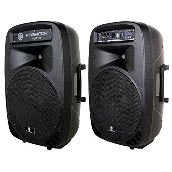 GetUSCart- PRORECK PARTY 15 Portable 15-Inch 2000 Watt 2-Way Powered PA Speaker System Combo Set ...