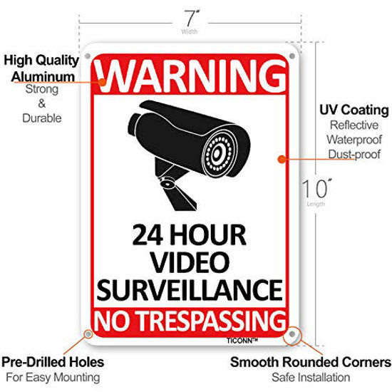 GetUSCart- TICONN 4-Pack 24 Hour Video Surveillance Sign, No ...