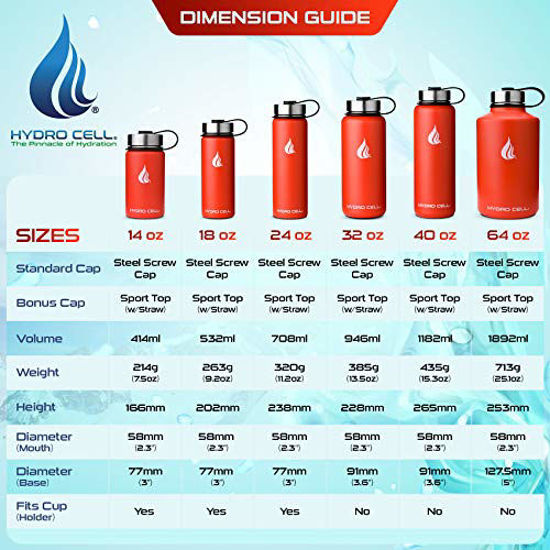 GetUSCart- HYDRO CELL Stainless Steel Water Bottle with Straw & Wide ...