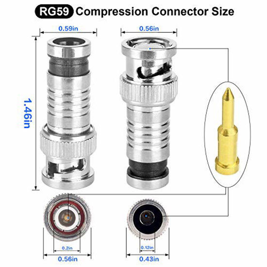 GetUSCart- BNC Compression Connector,RG59 Crimper Video Plug Extension ...