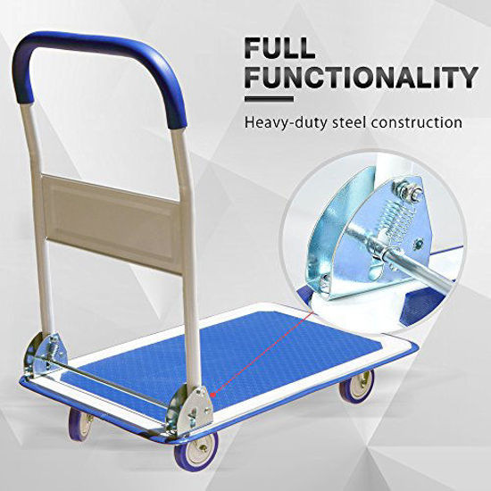 GetUSCart- Push Cart Dolly by Wellmax, Moving Platform Hand Truck, Foldable for Easy Storage and ...