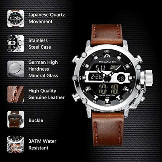 GetUSCart- MEGALITH Mens Watches with Leather Waterproof Digital ...