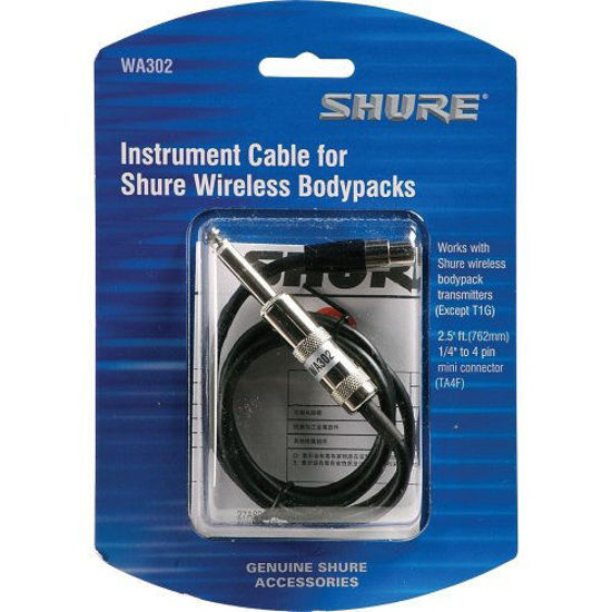 GetUSCart- Shure WA302 2' Instrument Cable, 4-Pin Mini Connector (TA4F ...