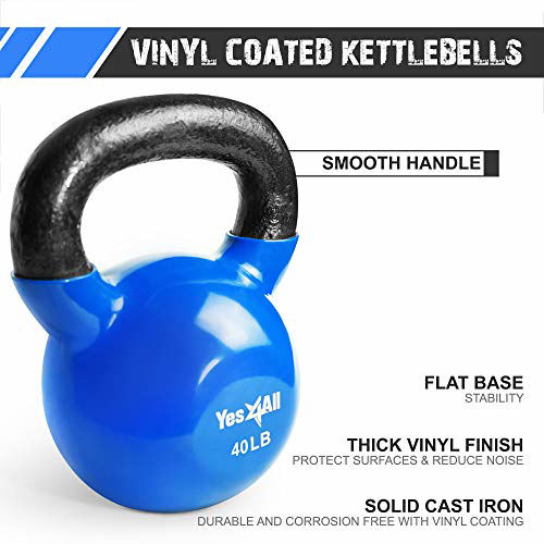 GetUSCart- Yes4All Vinyl Coated Kettlebell Weights Set - Great for Full ...