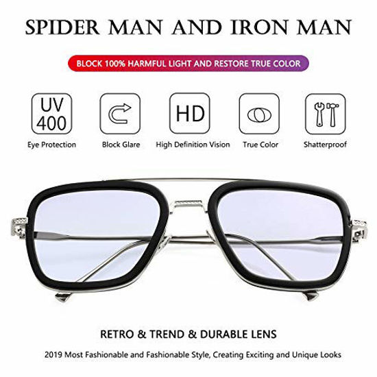 GetUSCart- Tony Stark Sunglasses Vintage Square Metal Frame Eyeglasses ...