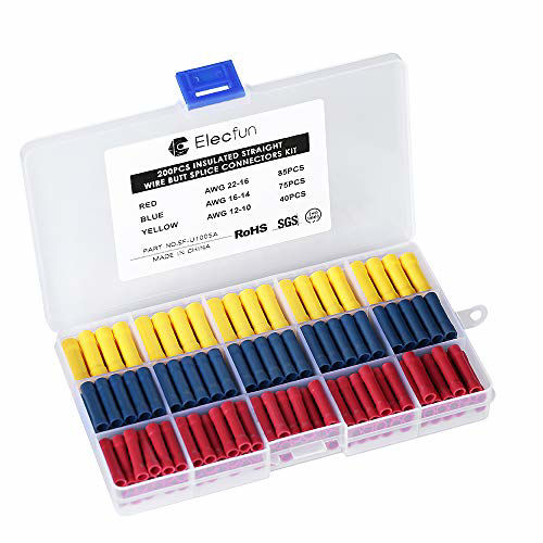 GetUSCart- ELECFUN 200pcs Wire Connectors 10-22AWG Assorted Butt Splice ...