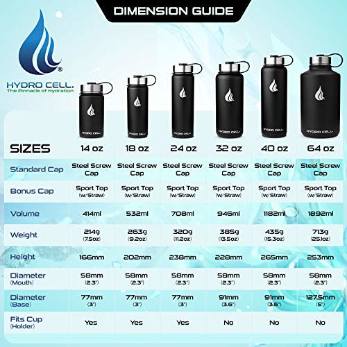 GetUSCart- HYDRO CELL Stainless Steel Water Bottle with Straw & Wide ...