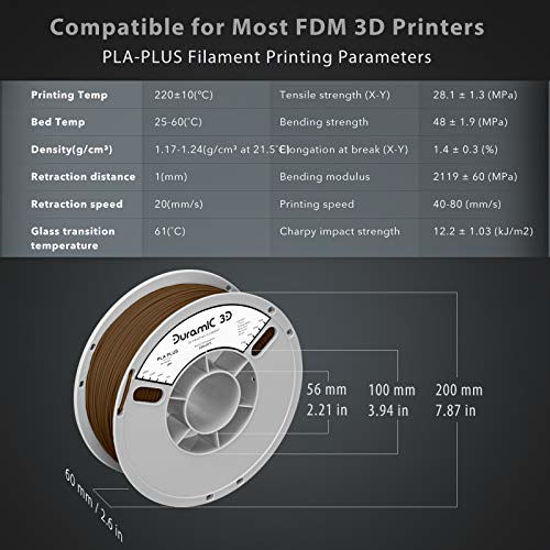 GetUSCart- DURAMIC 3D Premium PLA Plus Printer Filament 1.75mm Brown ...