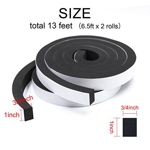 GetUSCart- Foam Weather Stripping-2 Rolls, 1 Inch Wide X 3/4 Inch Thick Adhesive Foam Tape ...