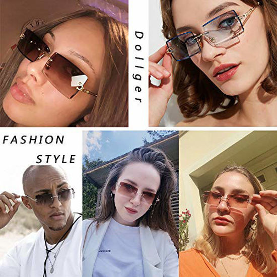 Rimless rectangle sunglasses store