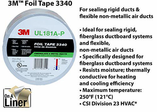 GetUSCart- 3M Aluminum Foil Tape 3340, 2.5" x 50 yd, 4.0 mil, Silver ...
