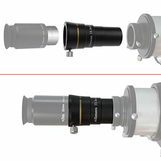 GetUSCart- Alstar 1.25" 4-Elements 5X Barlow Lens Fully Multi-Coated Optics