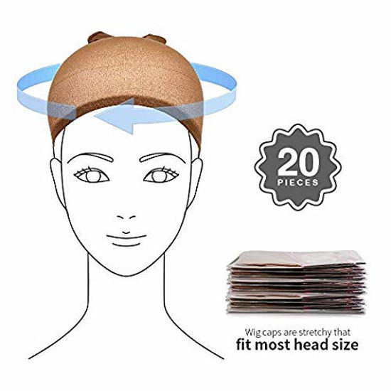 GetUSCart- Teenitor 20 Pack Brown Stocking Cap Stretchy Nylon Wig Caps ...