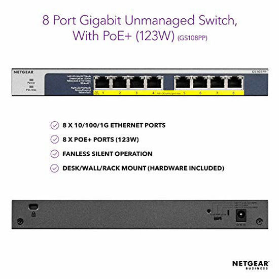 GetUSCart- NETGEAR 8-Port Gigabit Ethernet Unmanaged PoE Switch ...