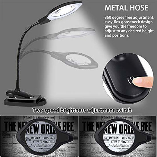 GetUSCart- Magnifying Glass lamp, Dylviw 2X Magnifier Light with Metal ...
