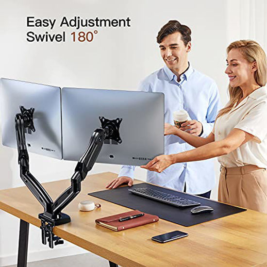 GetUSCart- HUANUO Dual Monitor Stand - Adjustable Spring Monitor Desk Mount Swivel Vesa Bracket ...