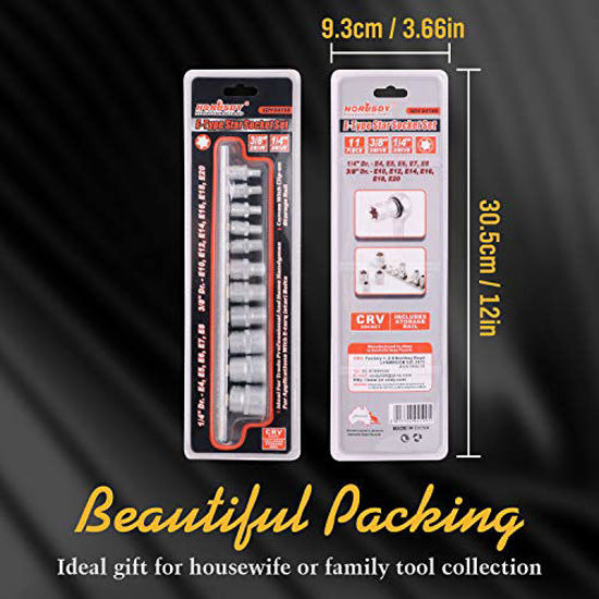 GetUSCart- HORUSDY 11 Pc Female E Torx Star Socket Set/Rail, Female ...