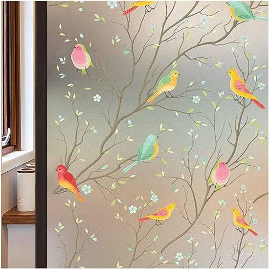 GetUSCart- Coavas Privacy Window Film Opaque Non-Adhesive Frosted Bird ...