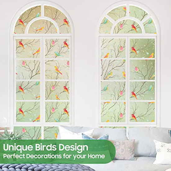 GetUSCart- Coavas Privacy Window Film Opaque Non-Adhesive Frosted Bird ...