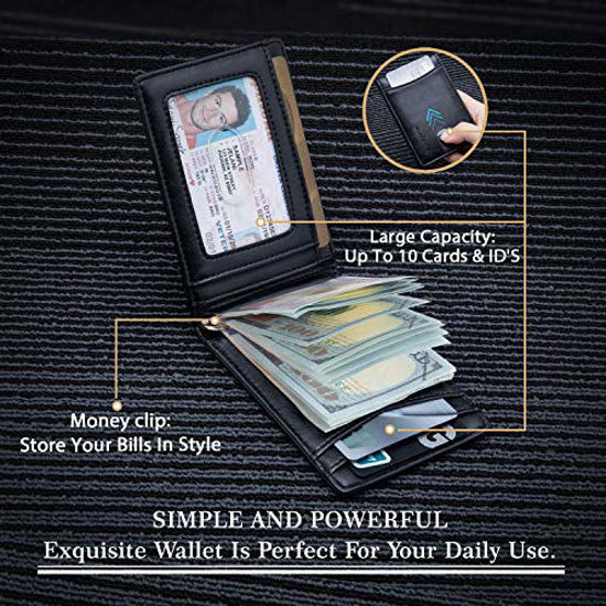 GetUSCart- RUNBOX Minimalist Slim Wallet for Men with Money Clip RFID ...