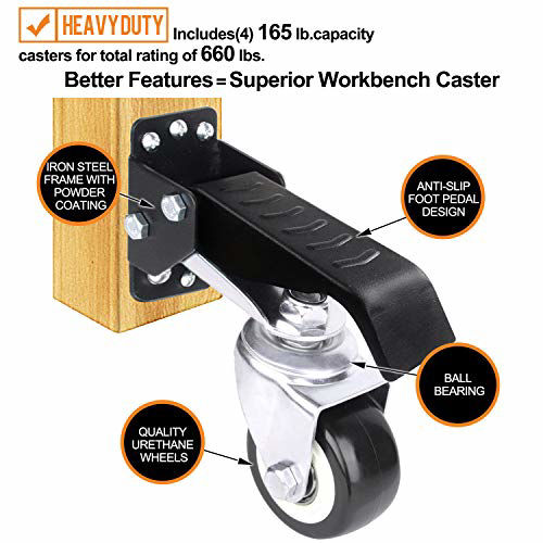 GetUSCart- SOLEJAZZ Workbench Caster kit 660 LBS Capacity 4 Heavy Duty ...