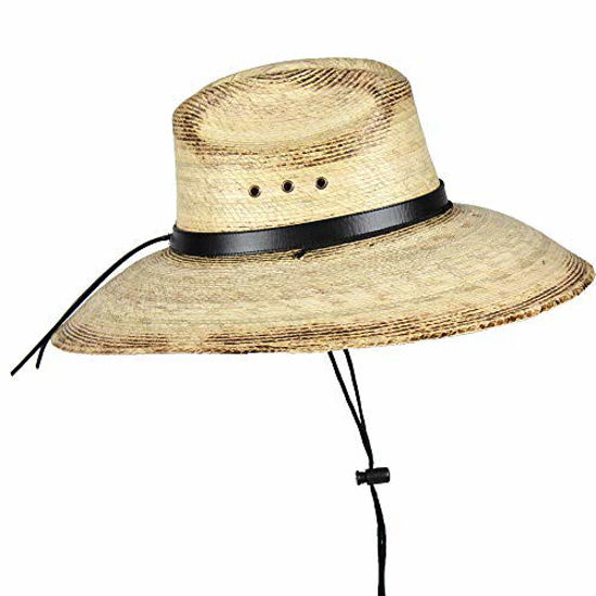 GetUSCart- Mexican Palm Leaf Straw Lifeguard Sun Hat w/Chin Strap ...