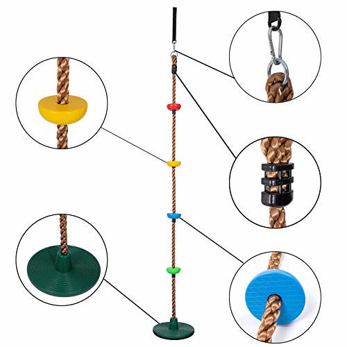GetUSCart- Sunnyglade 6.5 ft Kids Climbing Rope Tree Swing Seat Set with Platforms & Disc ...