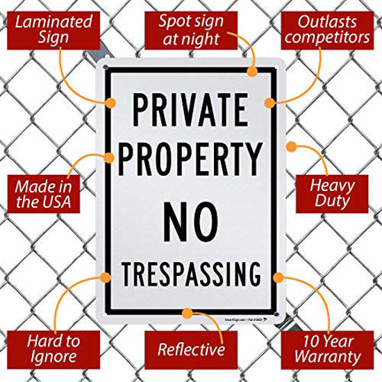 GetUSCart- SmartSign ?Private Property - No Trespassing? Sign | 10" x ...