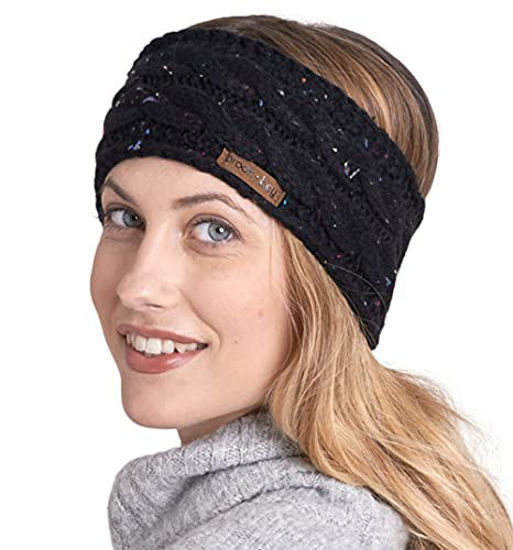 GetUSCart Womens Winter Ear Warmer Headband Fleece Lined Cable Knit Ear Band Covers for Cold Weather Soft Stretchy Head Wrap