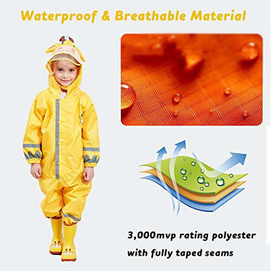 GetUSCart- SSAWcasa One Piece Rain Suit Kids,Unisex Toddler Waterproof Rainsuit Rain Coat ...