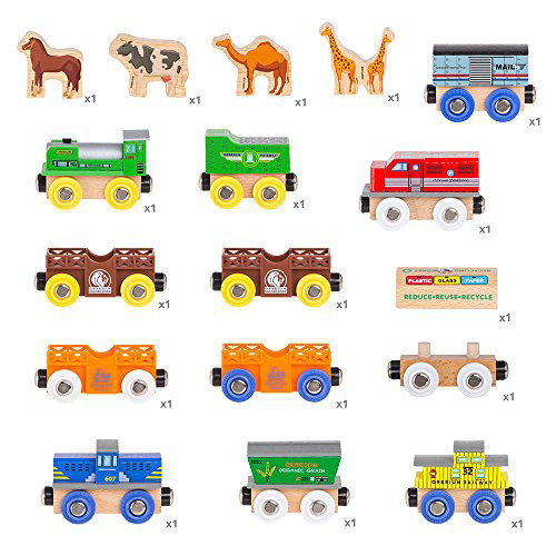 GetUSCart- Orbrium Toys 12 (18 Pcs) Wooden Engines & Train Cars ...