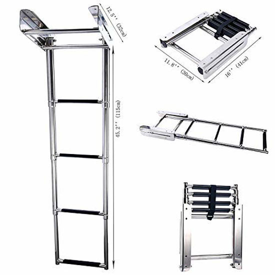 GetUSCart- Hoffen Stainless Steel Telescoping 4 Step Ladder Under ...