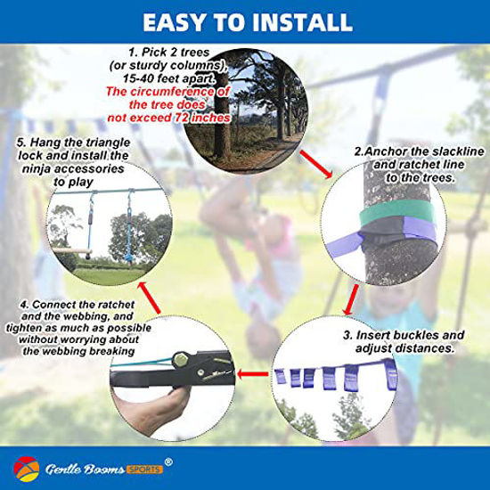 GetUSCart- Ninja Warrior Line Obstacle Course for Kids Outside-2×56ft ...