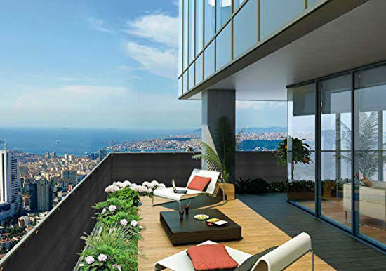 GetUSCart- DearHouse Balcony Privacy Screen Cover, 3.5ft x16.5ft ...