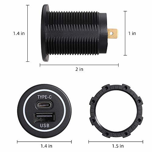 GetUSCart- DAMAVO YM1218 USB C & USB A Dual Port Car Charger Socket ...