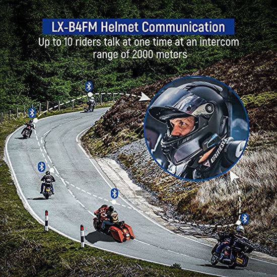 GetUSCart- LEXIN 1pc B4FM 10 Riders Motorcycle Bluetooth Headset with ...