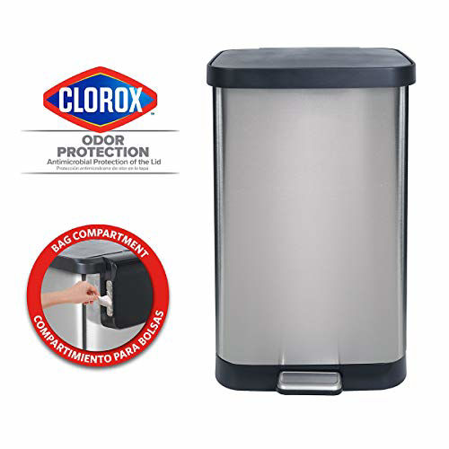 GetUSCart- Glad Stainless Steel Step Trash Can with Clorox Odor ...
