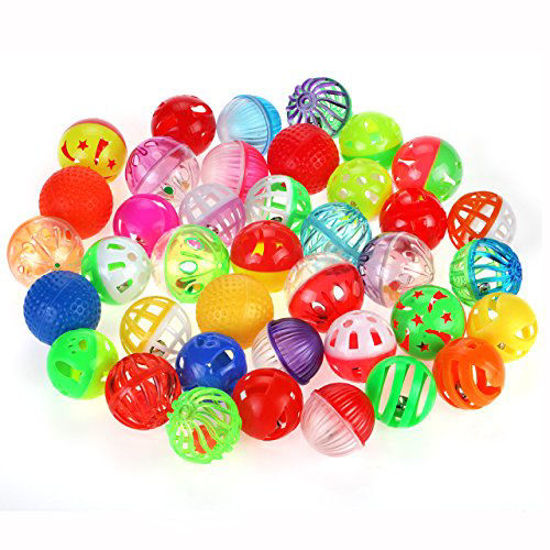 GetUSCart- Chiwava 48 Pack Plastic Noisy Cat Toy Balls with Bell Kitten ...