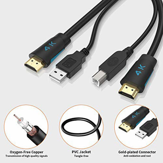 GetUSCart- TESmart HDMI USB KVM Cable 4K 16ft Standard Twin Cable HDMI ...
