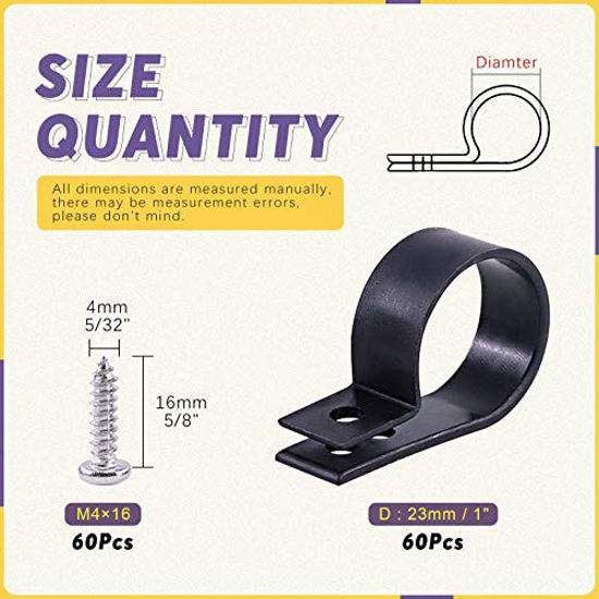 GetUSCart- Swpeet 60 Pack Black 1/2 Inch Nylon Plastic R-Type Cable ...