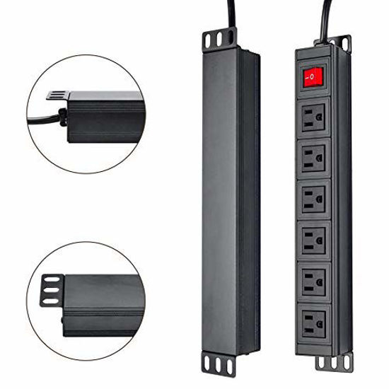 GetUSCart- BTU 6 Outlet Power Strip Surge Protector Metal Rack Mount ...