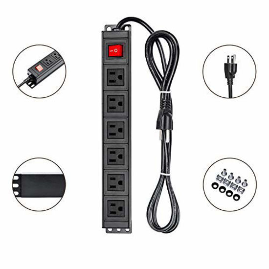 GetUSCart- BTU 6 Outlet Power Strip Surge Protector Metal Rack Mount ...