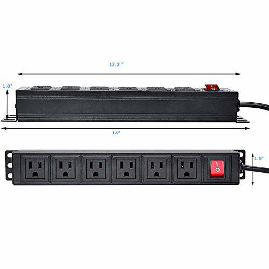 GetUSCart- BTU 6 Outlet Power Strip Surge Protector Metal Rack Mount ...