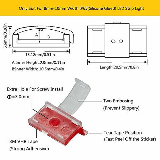 GetUSCart- 100 Pack Double Install LED Strip Light Mounting Bracket ...