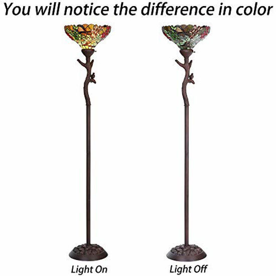 GetUSCart- Bieye L10768 Grape Tiffany Style Stained Glass Torchiere ...