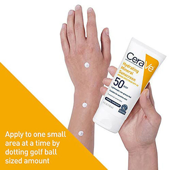 GetUSCart- CeraVe 100% Mineral Sunscreen SPF 50 | Body Sunscreen with ...